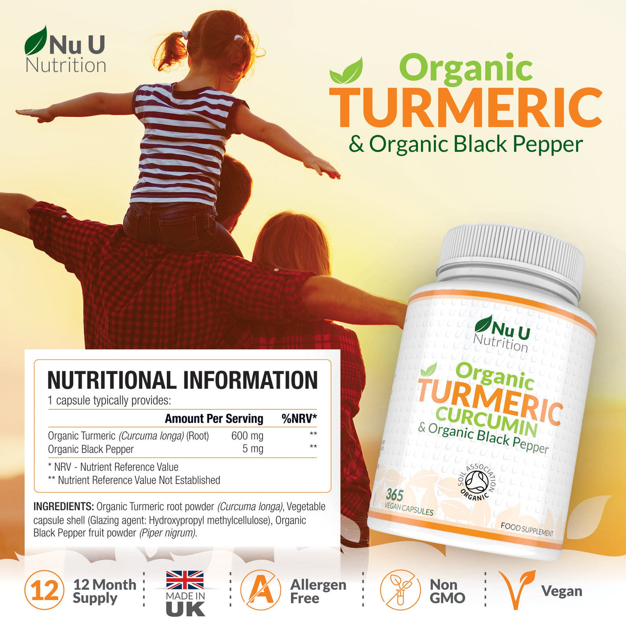 Organic Turmeric Curcumin 600mg – Nu U Nutrition