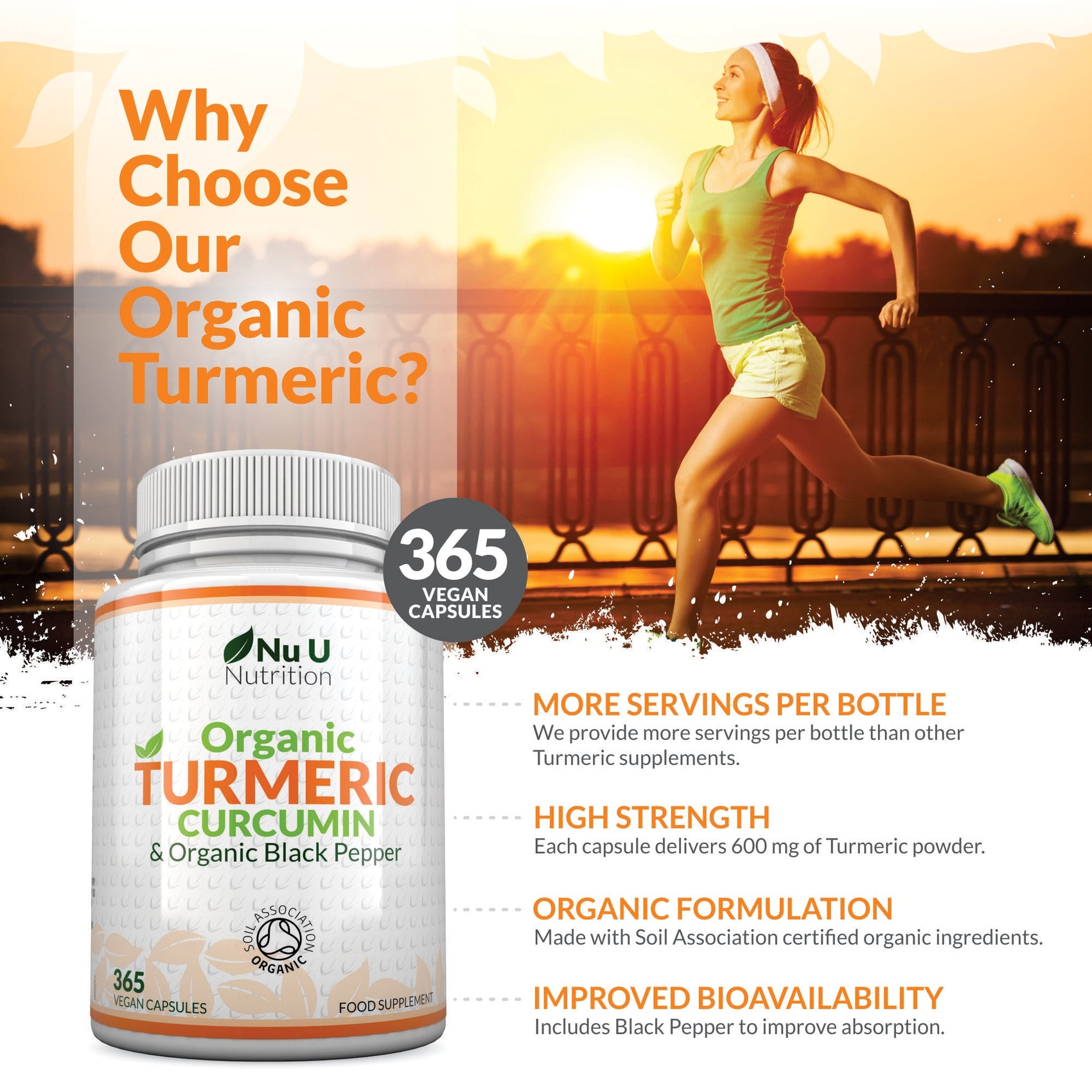 Organic Turmeric Curcumin 600mg – Nu U Nutrition