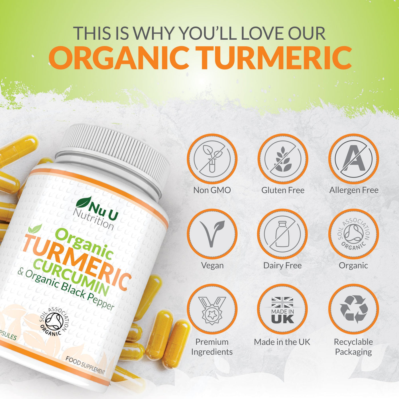 Organic Turmeric Curcumin 600mg – Nu U Nutrition