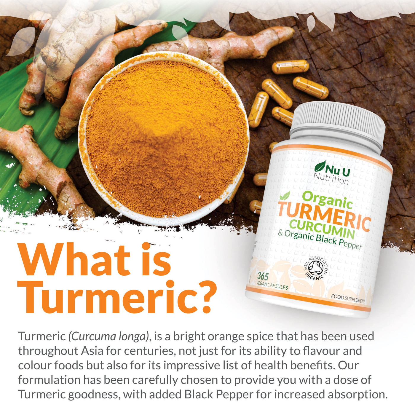 Organic Turmeric Curcumin 600mg – Nu U Nutrition
