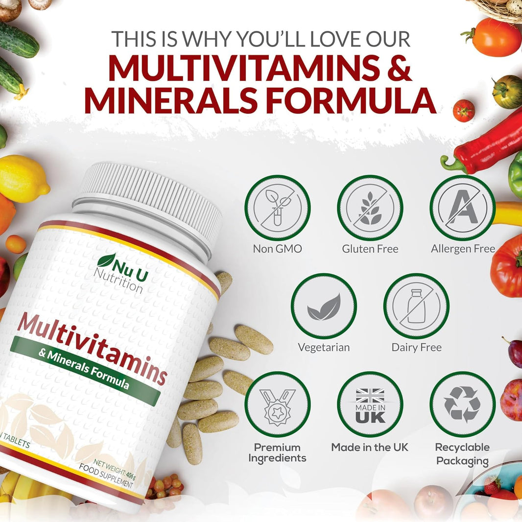 Multivitamin & Mineral Premium Tablets- 25 Essential Nutrients for Enh ...