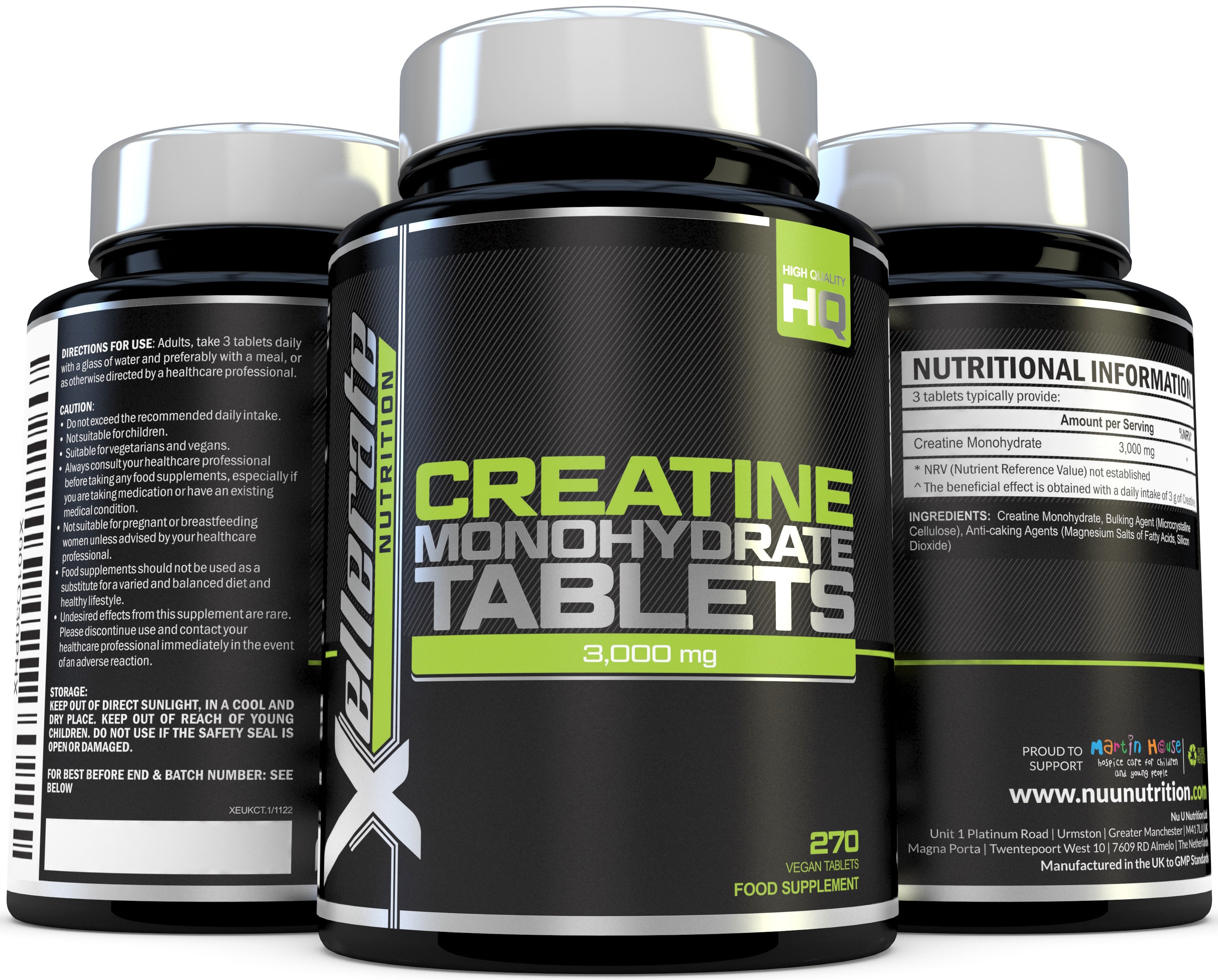 Creatine Monohydrate Tablets 3000mg - 270 Tablets - 3 Month Supply – Nu ...